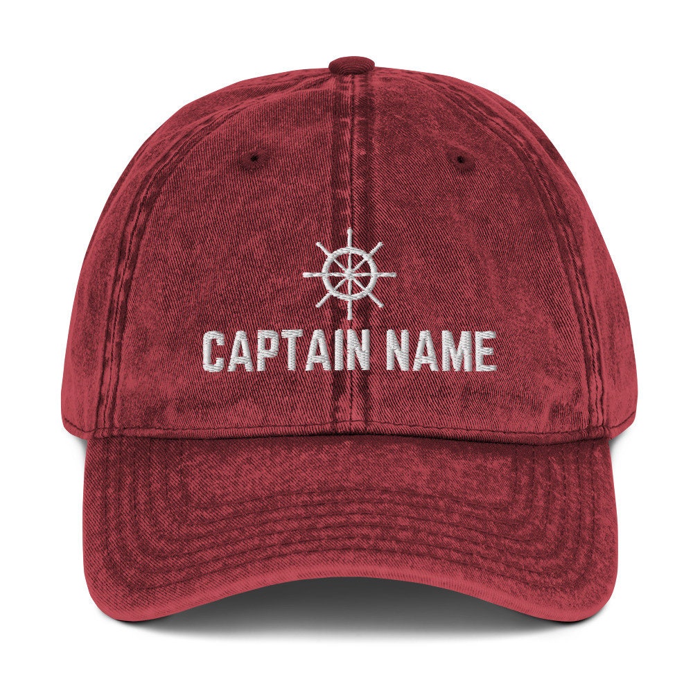 Personalized Captain Hat, Custom Baseball Cap, Nautical Vintage Cotton ...