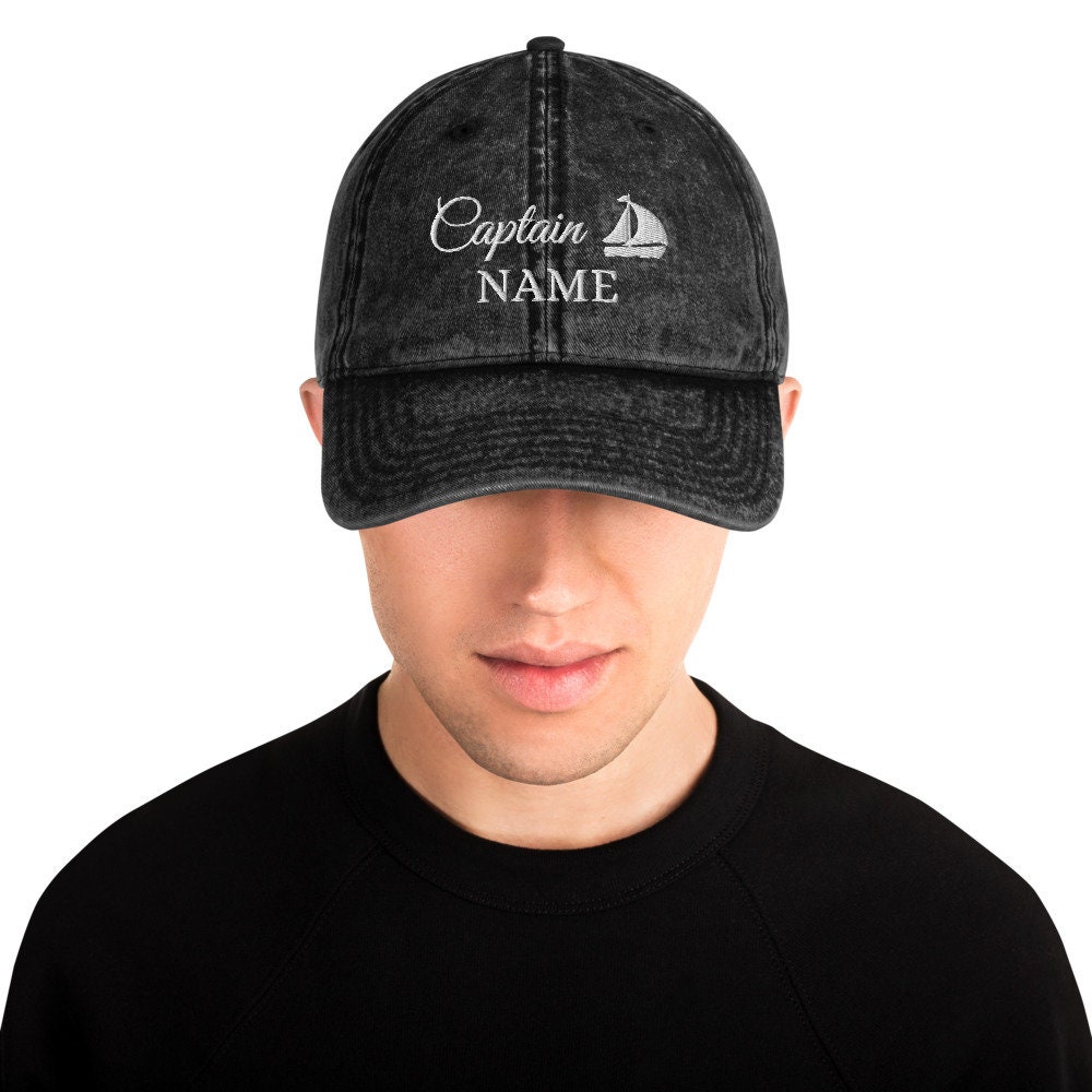 Personalized Captain Hat, Custom Baseball Cap, Nautical Vintage Cotton ...