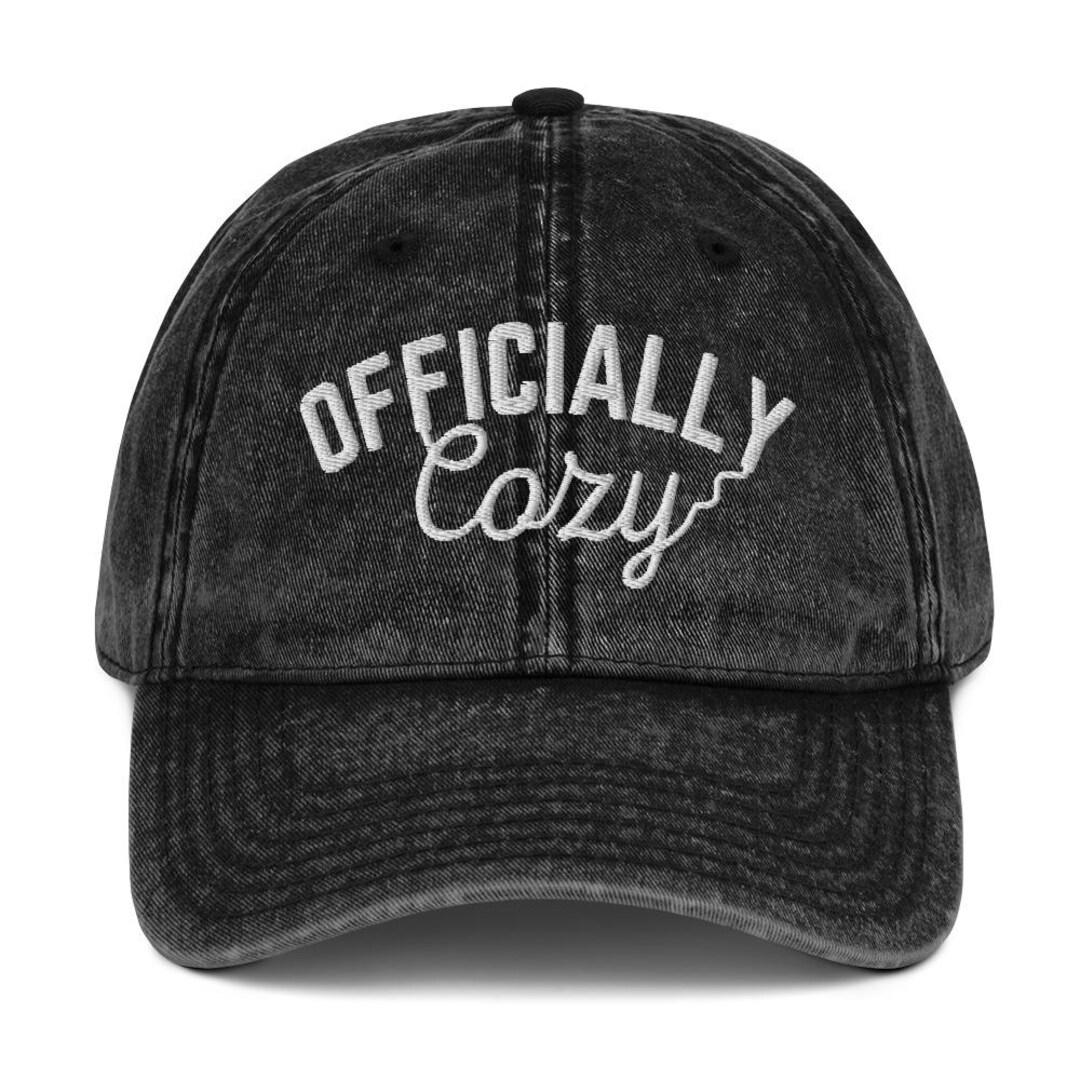Officially Cozy Embroidered Cotton Baseball Cap, Minimalist Fall Hat ...