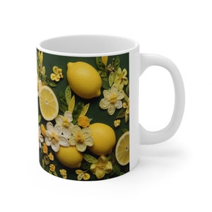 3D Lemons Floral Summer Mug Sublimation Design Digital Download PNG 3D ...