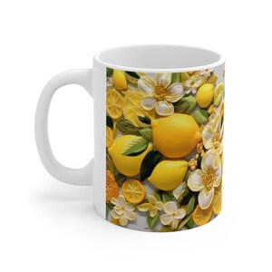 3D Lemons Floral Summer Mug Sublimation Design Digital Download PNG 3D ...