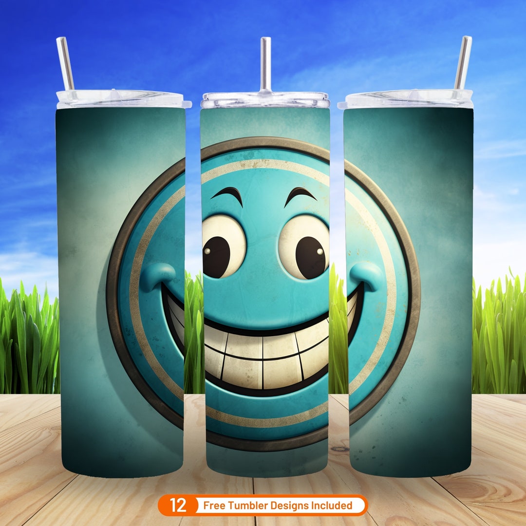 3D Retro Smiley Face Tumbler Wrap 20 Oz Skinny Tumbler Sublimation ...