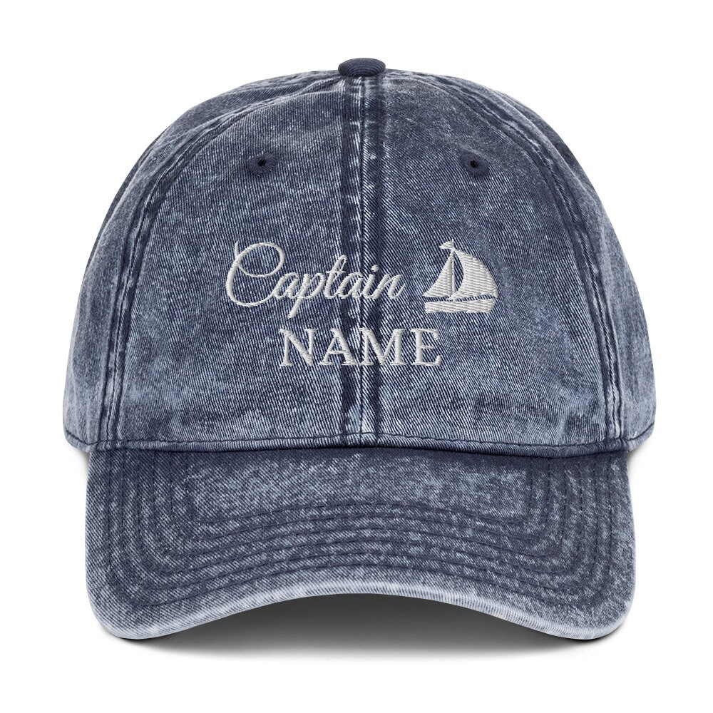 Personalized Captain Hat, Custom Baseball Cap, Nautical Vintage Cotton ...