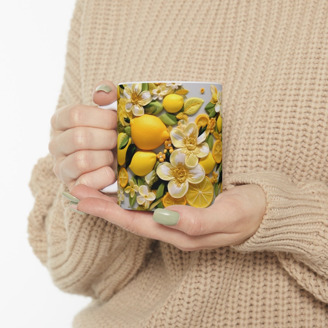 3D Lemons Floral Summer Mug Sublimation Design Digital Download PNG 3D ...