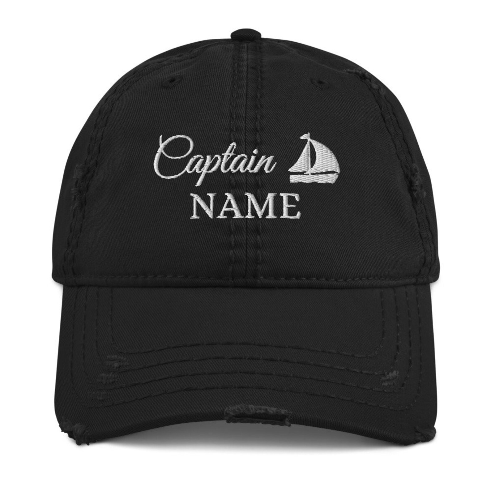 Personalized Captain Hat, Custom Baseball Cap, Nautical Distressed Dad ...
