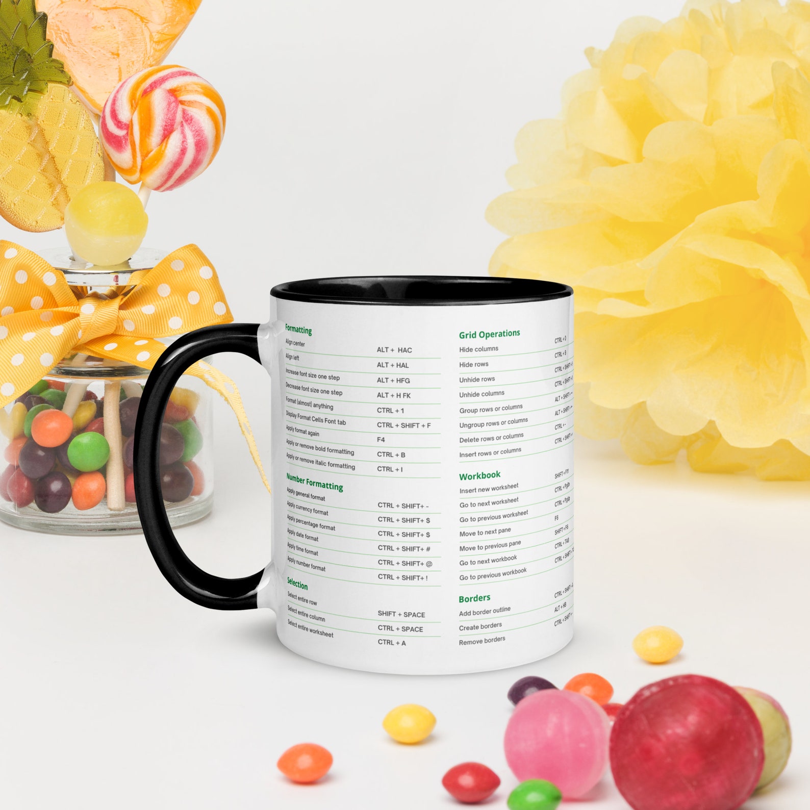 Excel Shortcut Mug, Excel Shortcuts Mug With Color Inside, Accountant ...