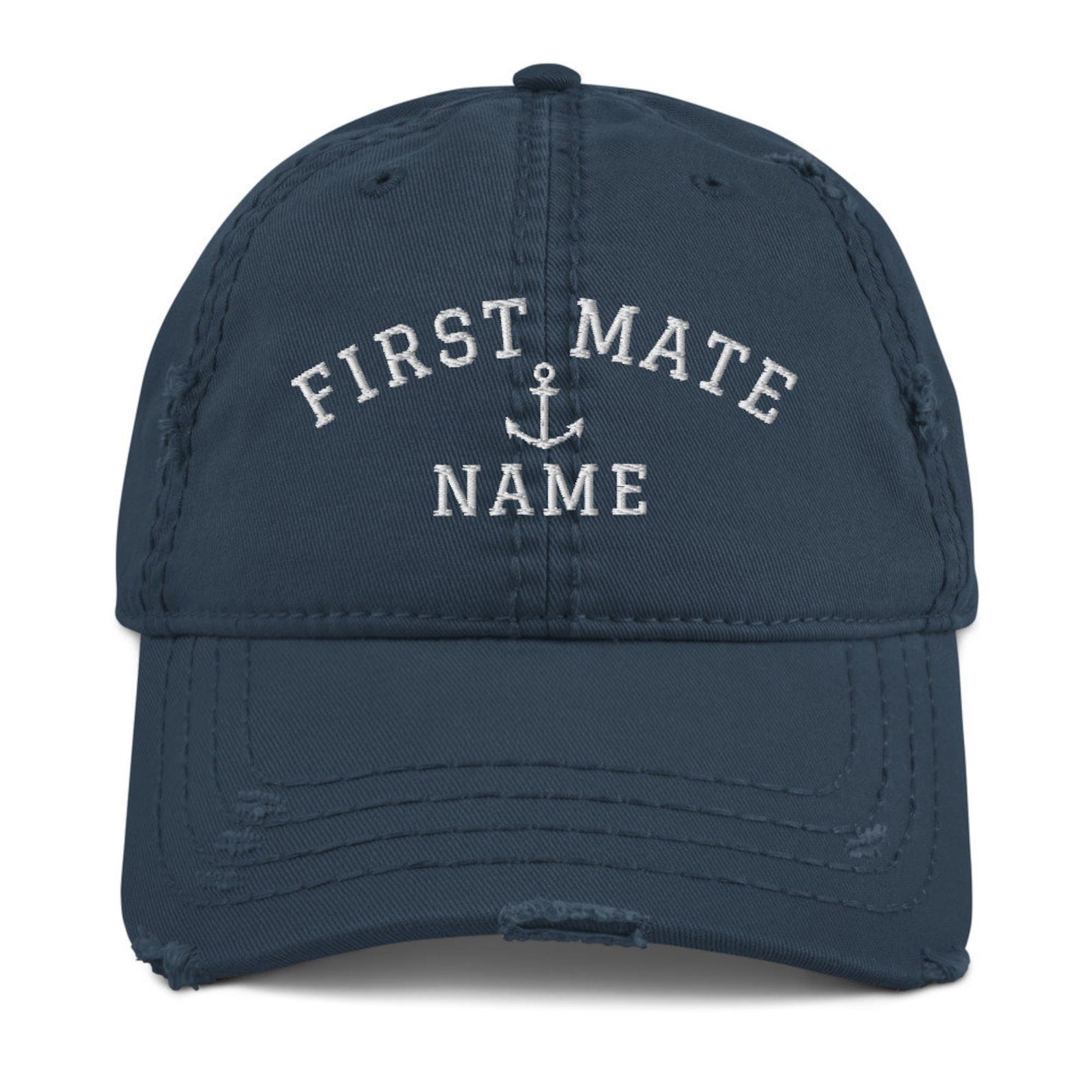 Personalized First Mate Hat, Custom Baseball Cap, Nautical Distressed ...