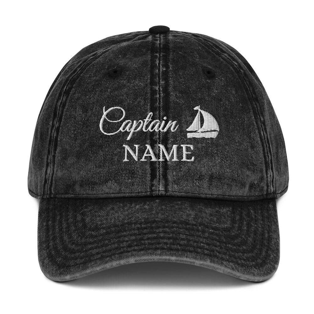 Personalized Captain Hat, Custom Baseball Cap, Nautical Vintage Cotton ...