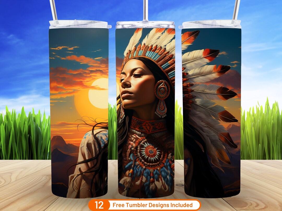 Native American Day Art 3D Tumbler Wrap 20 Oz Skinny Tumbler ...