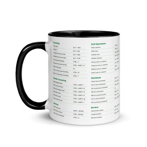 Excel Shortcut Mug, Excel Shortcuts Mug With Color Inside, Accountant ...