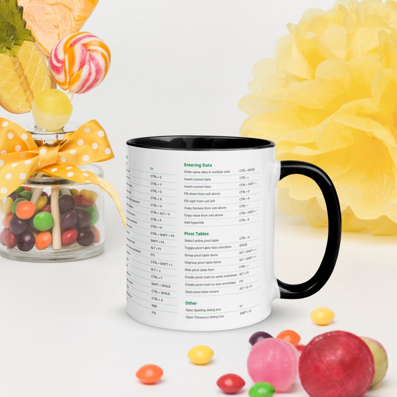 Excel Shortcut Mug Excel Shortcuts Mug With Color Inside - Etsy