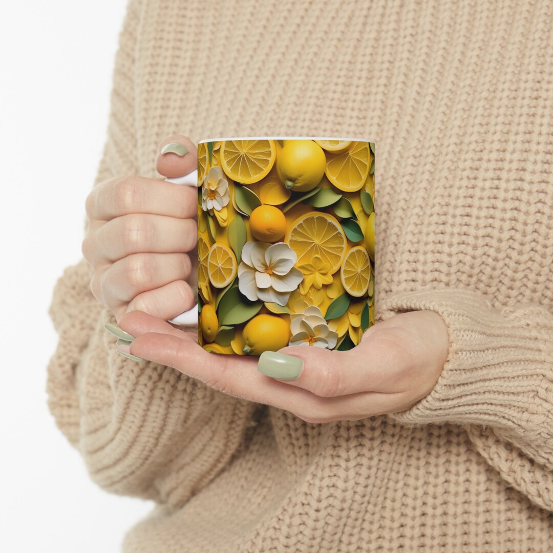 3D Lemons Floral Summer Mug Sublimation Design Digital Download PNG ...