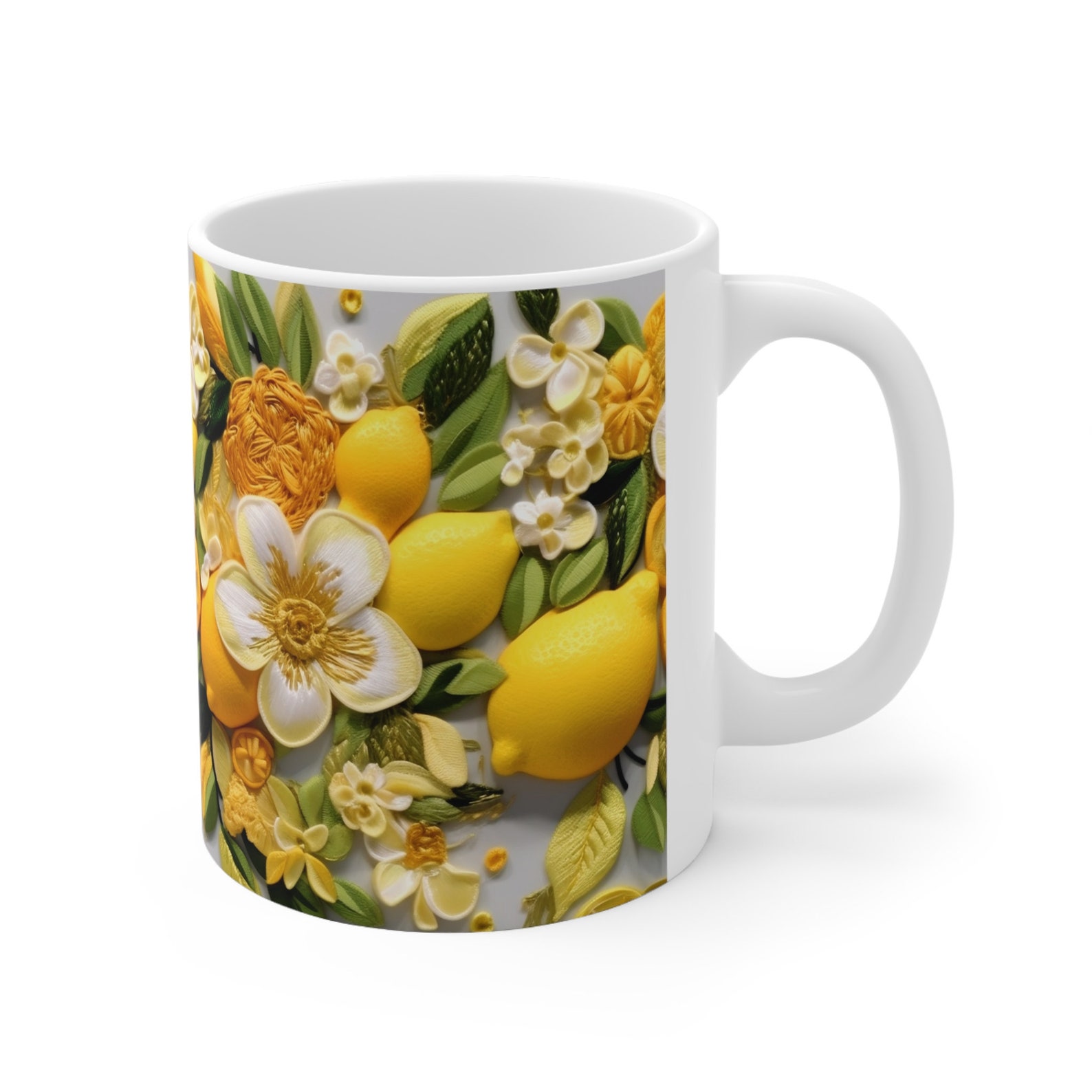 3D Lemons Floral Summer Mug Sublimation Design Digital Download PNG 3D ...