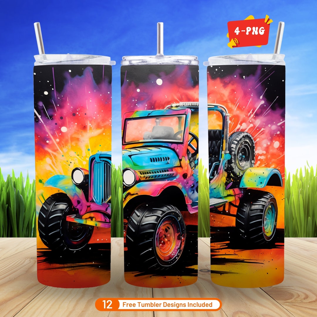 4 Alcohol Ink 3D 4x4 Buggy Car Tumbler Wrap 20 Oz Skinny Tumbler ...