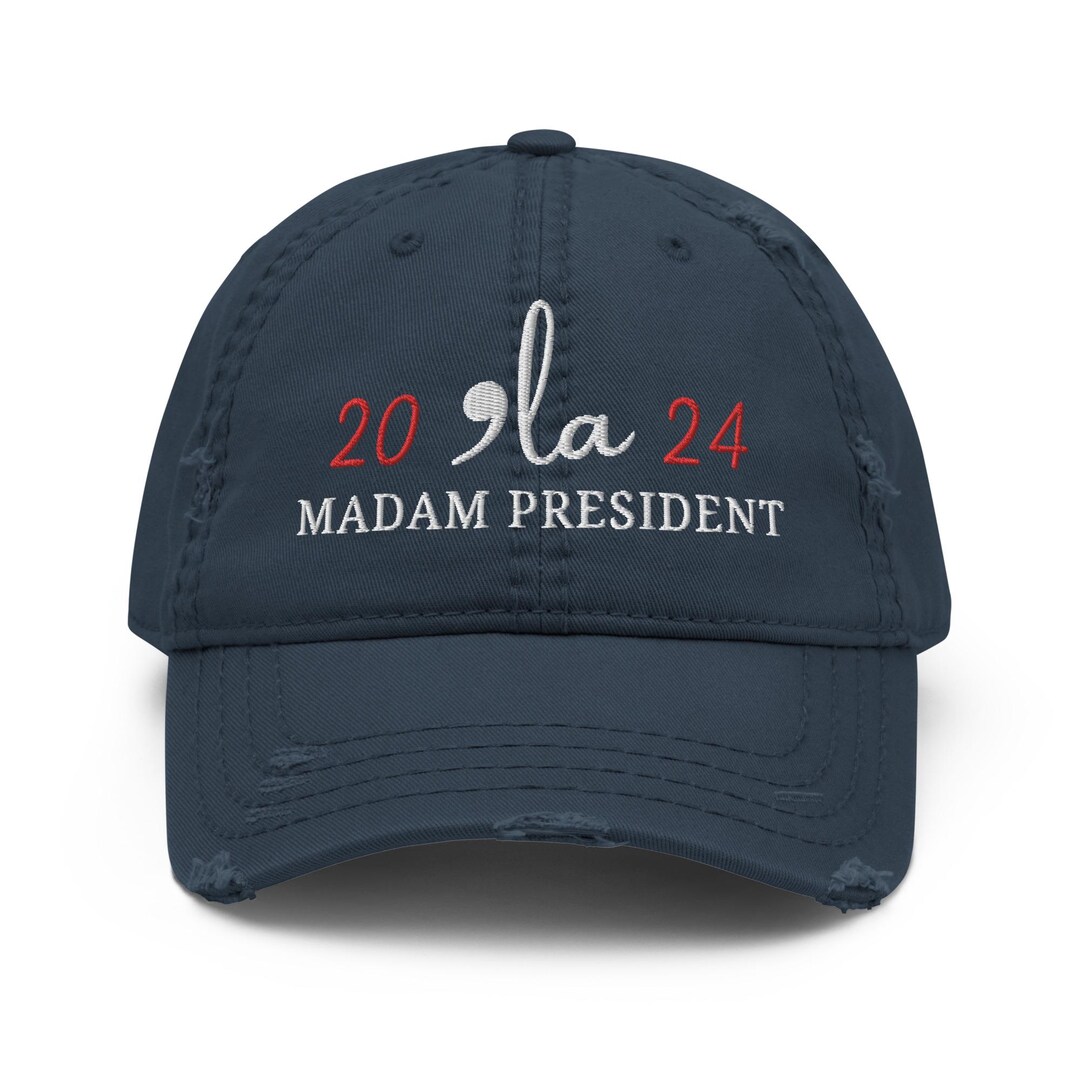 Kamala Harris 2024 Madam President Distressed Dad Hat Trendy Retro ...