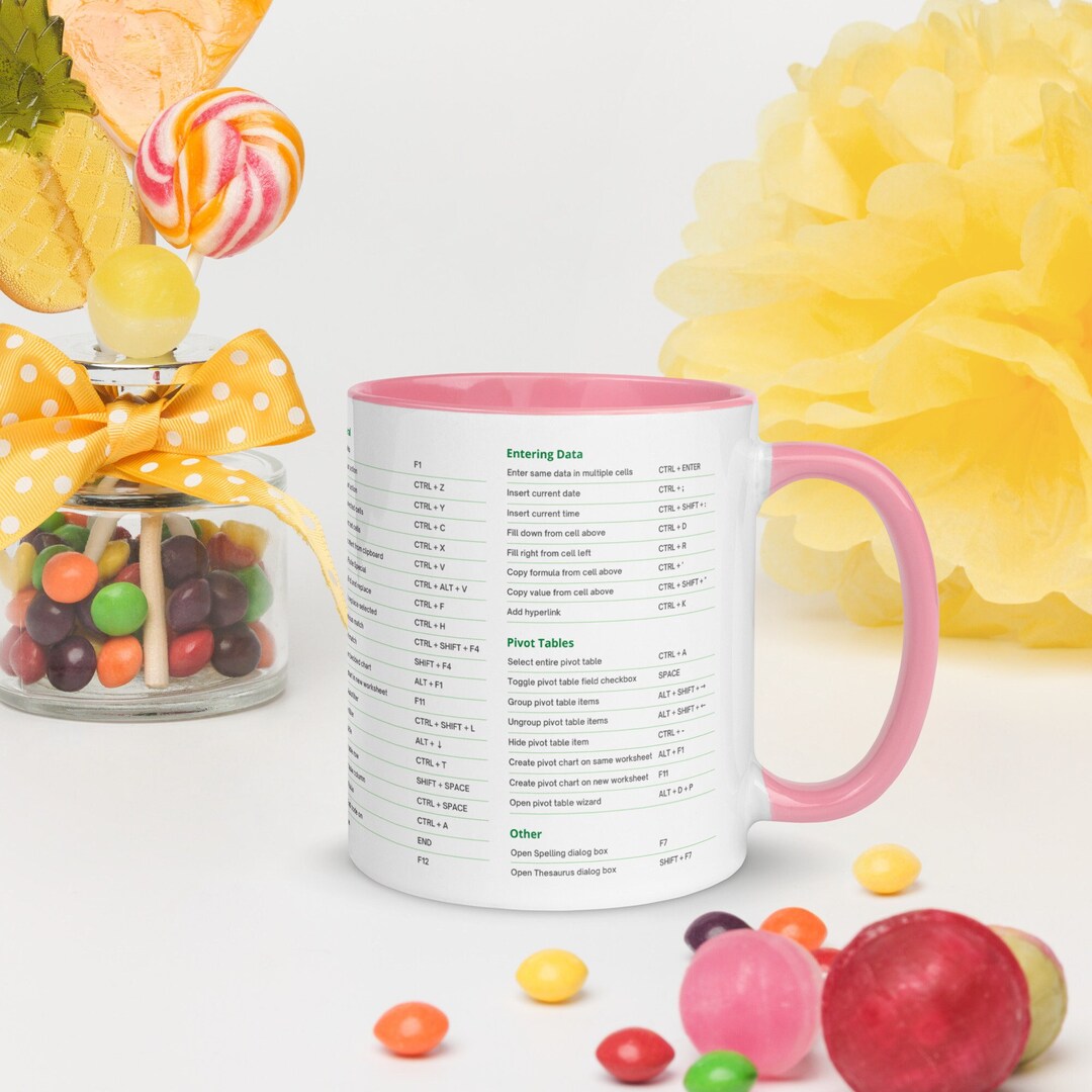 Excel Shortcut Mug, Excel Shortcuts Mug With Color Inside, Accountant ...