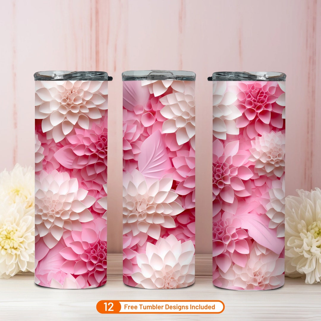 Floral Embroidered Skinny Tumbler Design, Digital Download for DIY ...