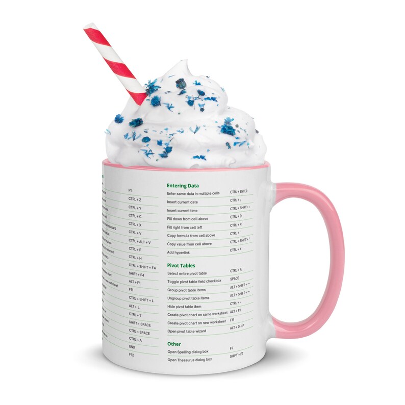 Excel Shortcut Mug Excel Shortcuts Mug With Color Inside - Etsy