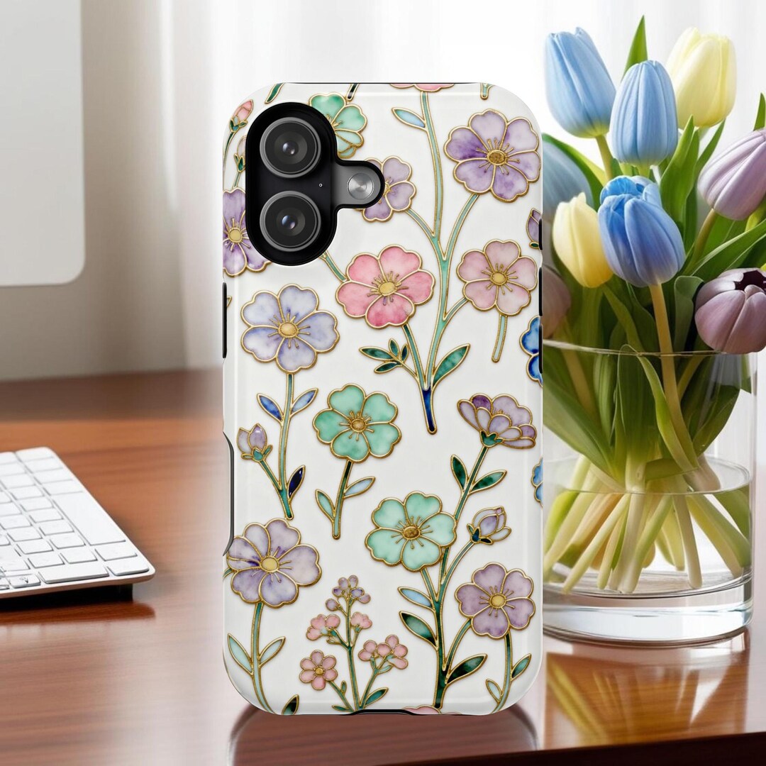 Cloisonne Look Floral Magnetic Impact Resistant iPhone Case - Etsy