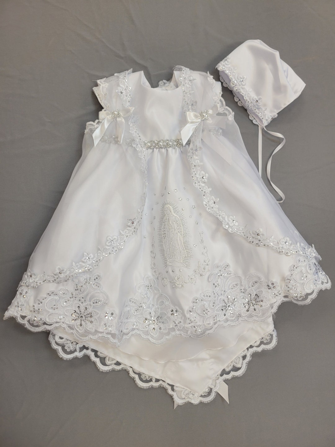 Virgen De Guadalupe Baptism Dress, Christening Gown, Baby Girl White ...