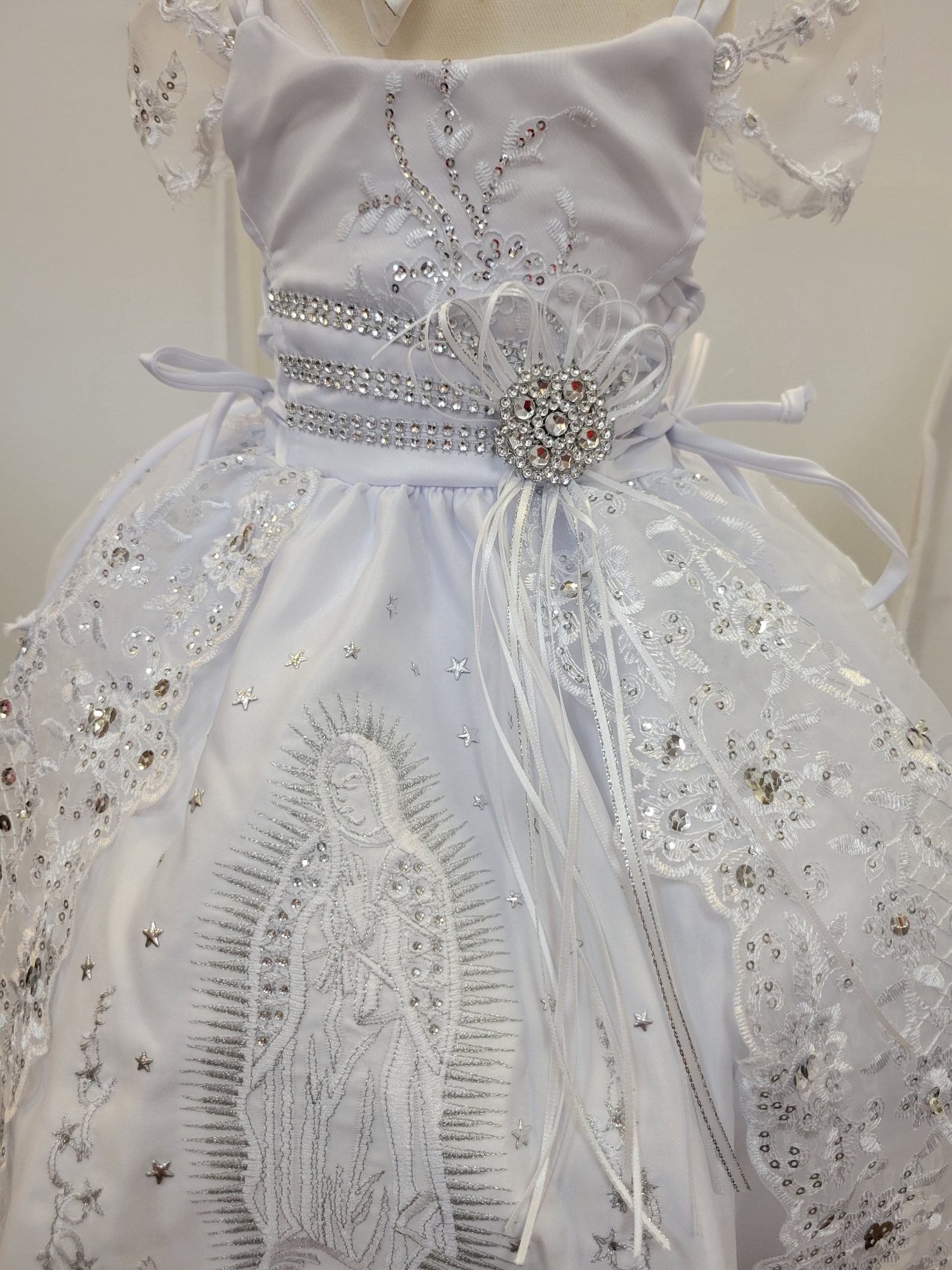Virgen De Guadalupe Baptism Dress, Christening Gown, Baby Girl White ...