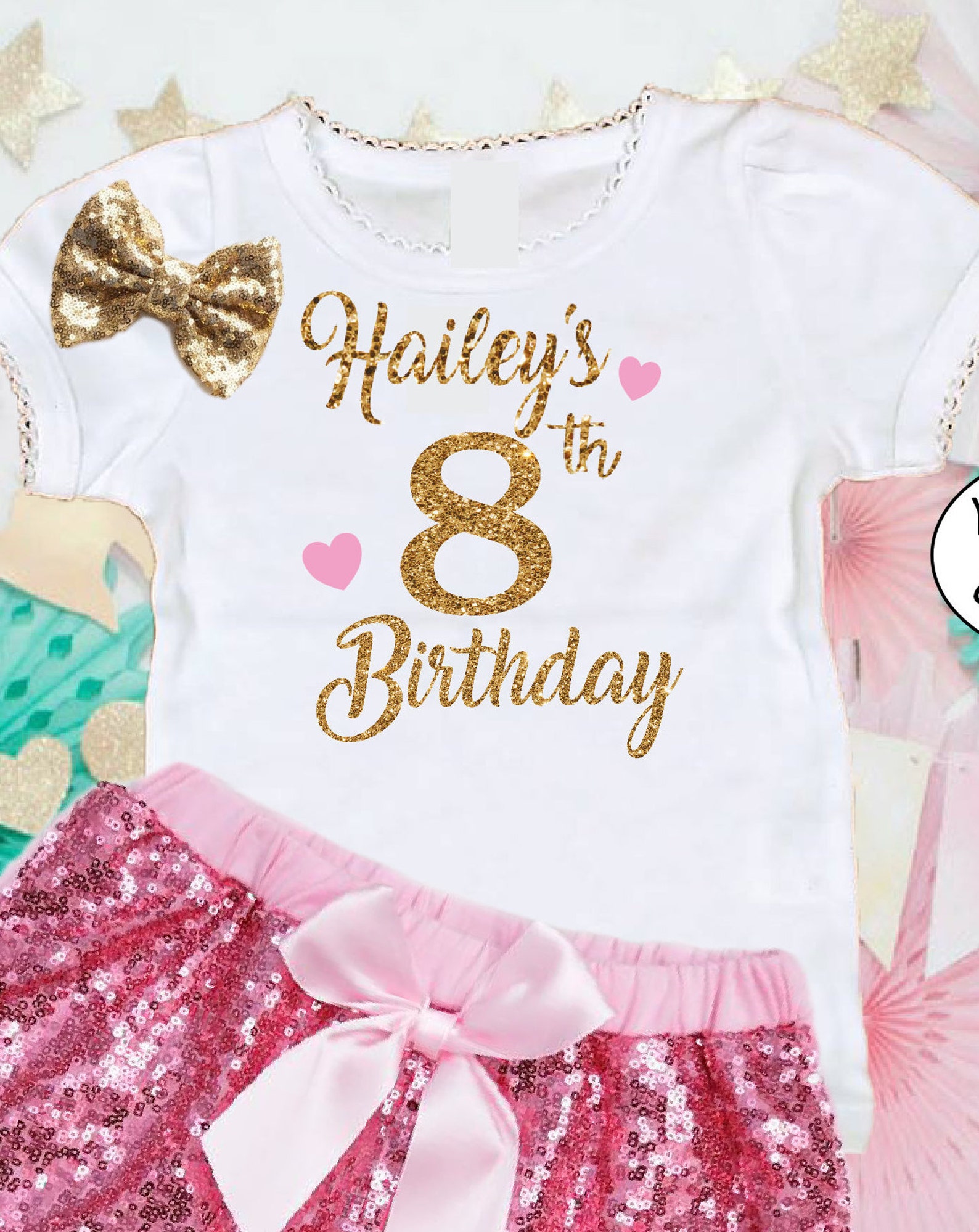 Eighth Birthday outfit FREE SHIPPING customizable | Etsy