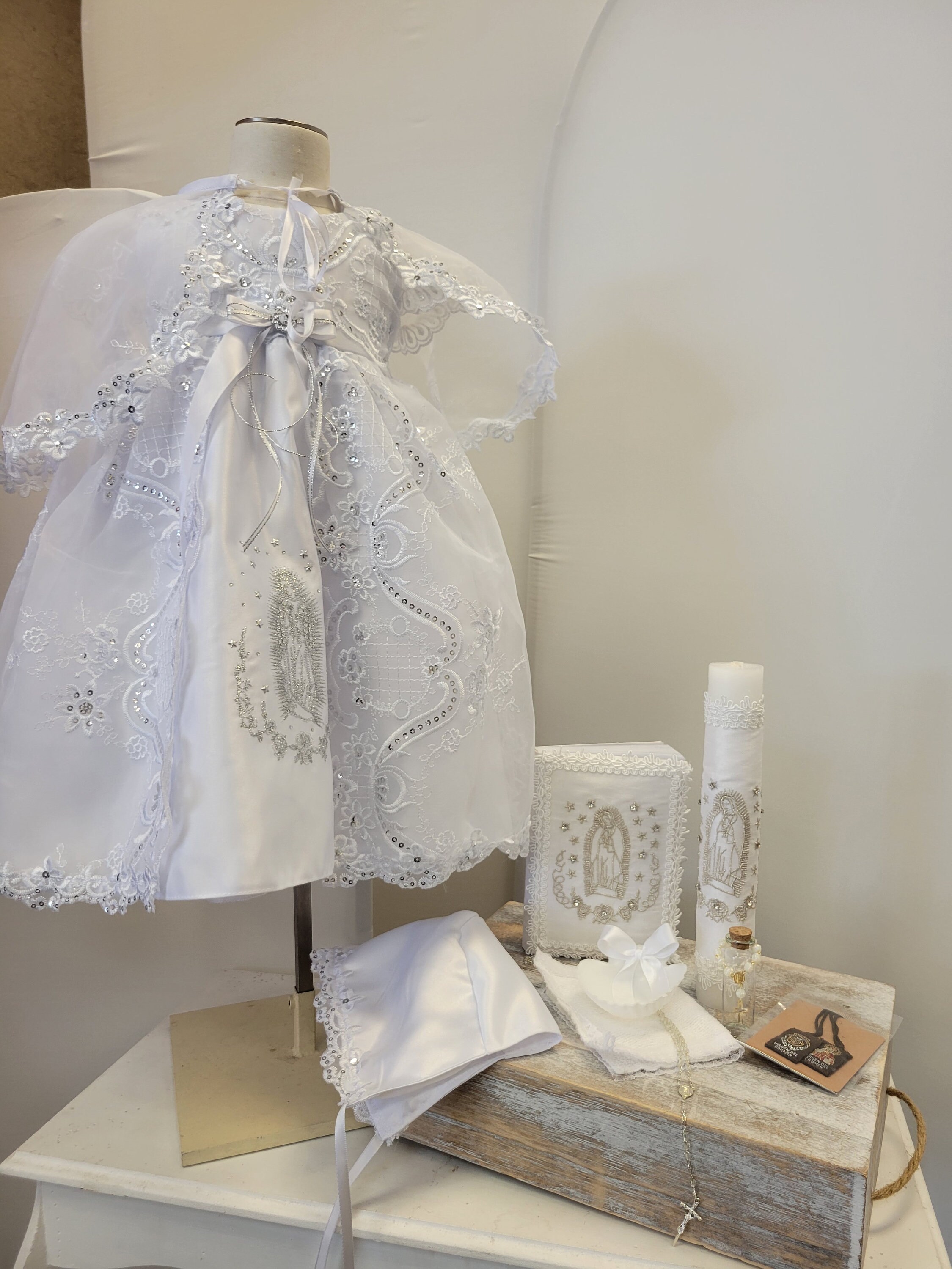 Virgen De Guadalupe Christening Gown: Baby Baptism Dress & Candle Set ...