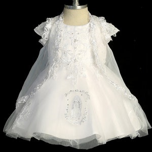Virgen De Guadalupe Baptism Dress, Christening Gown, Baby Girl White ...
