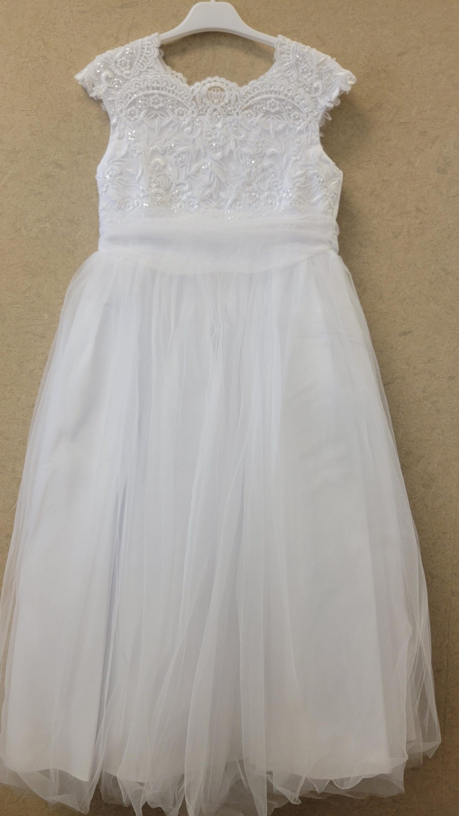 Lace Bodice First Communion Dress: White Pleated Sash, Satin Bow - Etsy