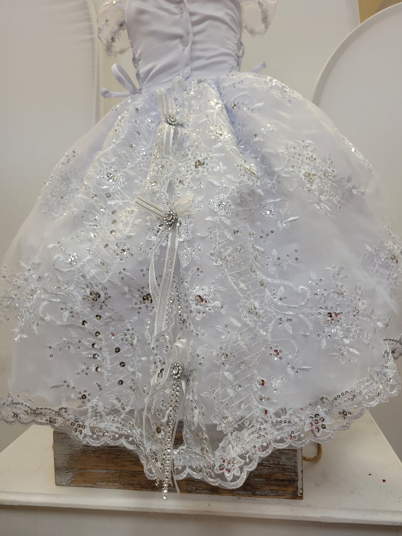 Virgen De Guadalupe Baptism Dress, Christening Gown, Baby Girl White ...