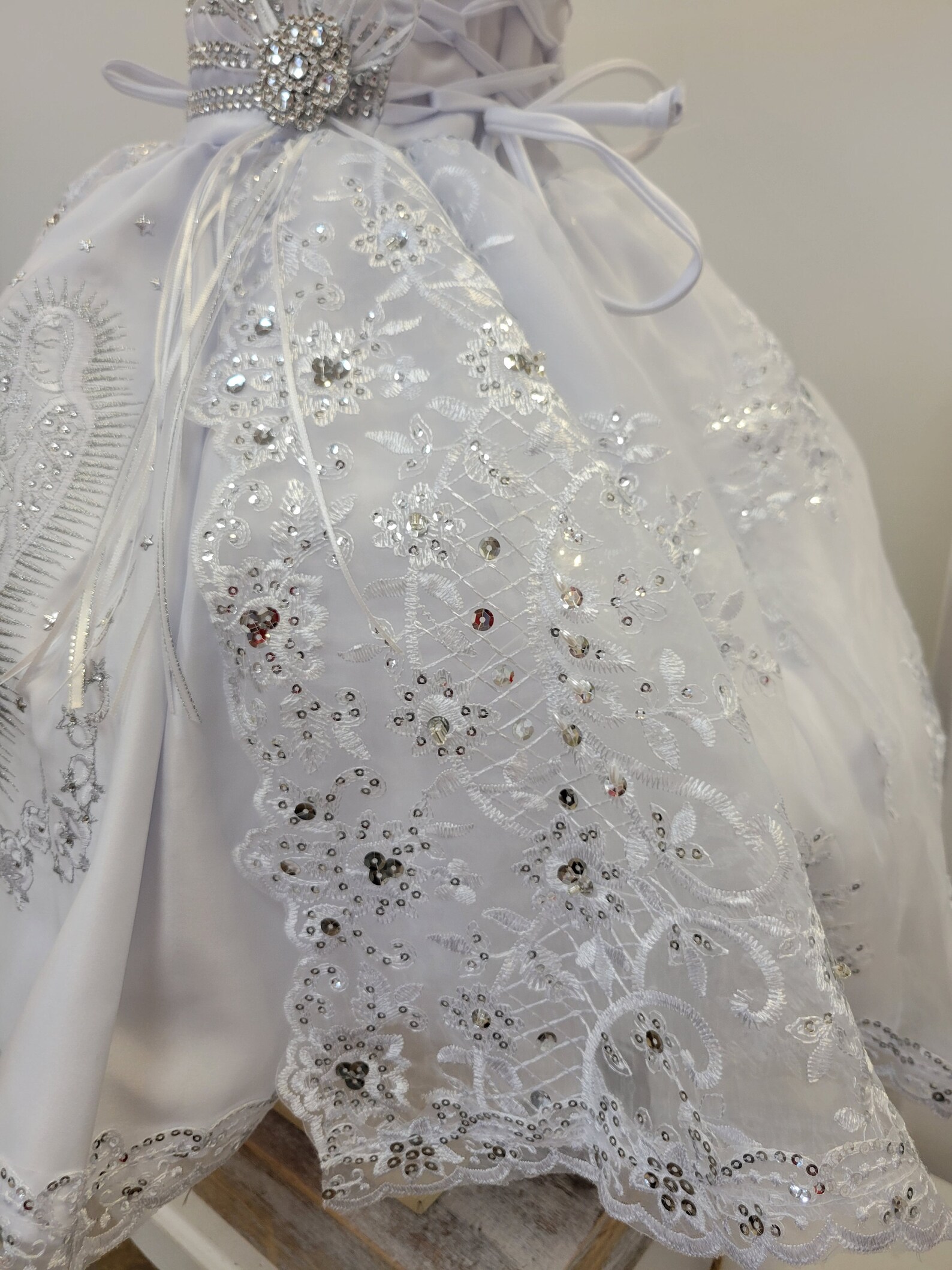 Virgen De Guadalupe Baptism Dress, Christening Gown, Baby Girl White ...