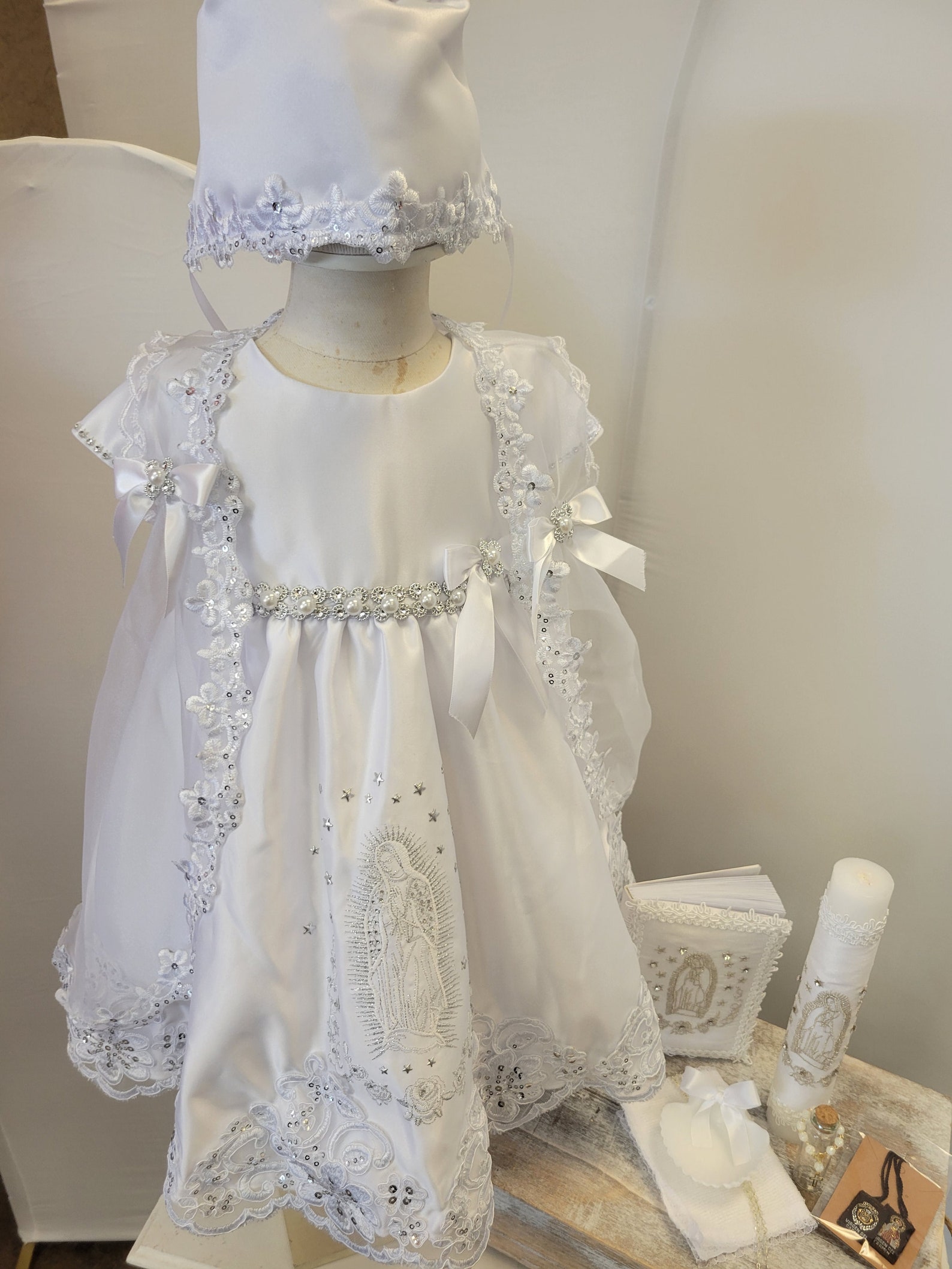 Virgen De Guadalupe Baptism Dress: Christening Gown & Candle Set - Etsy