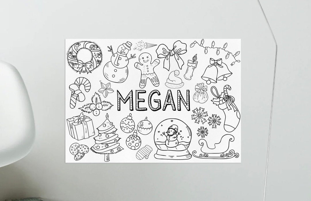 Christmas Personalised Placemat Colouring Sheet, Kids Activity, for ...