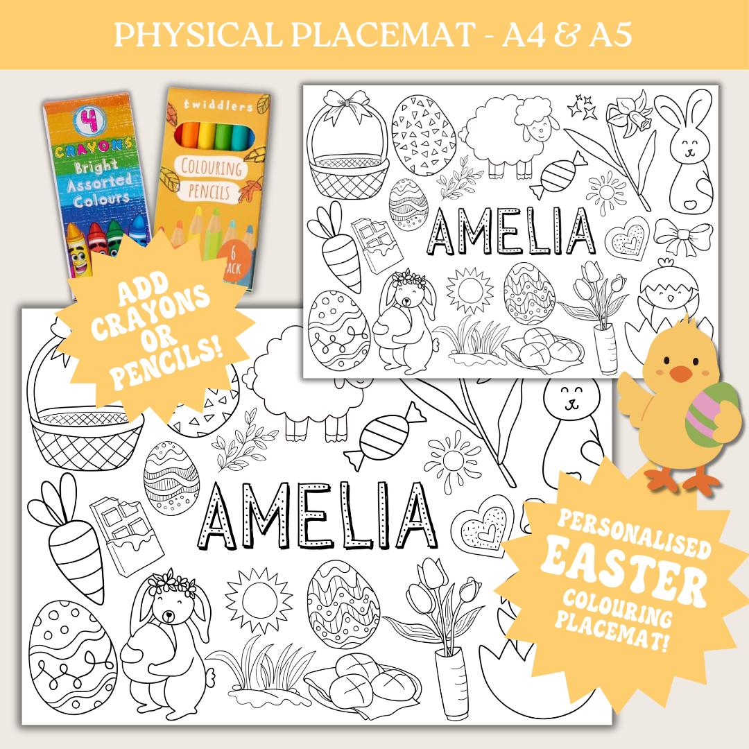 Personalized Easter Coloring Placemat, Kids Activity, Egg Hunt - Etsy