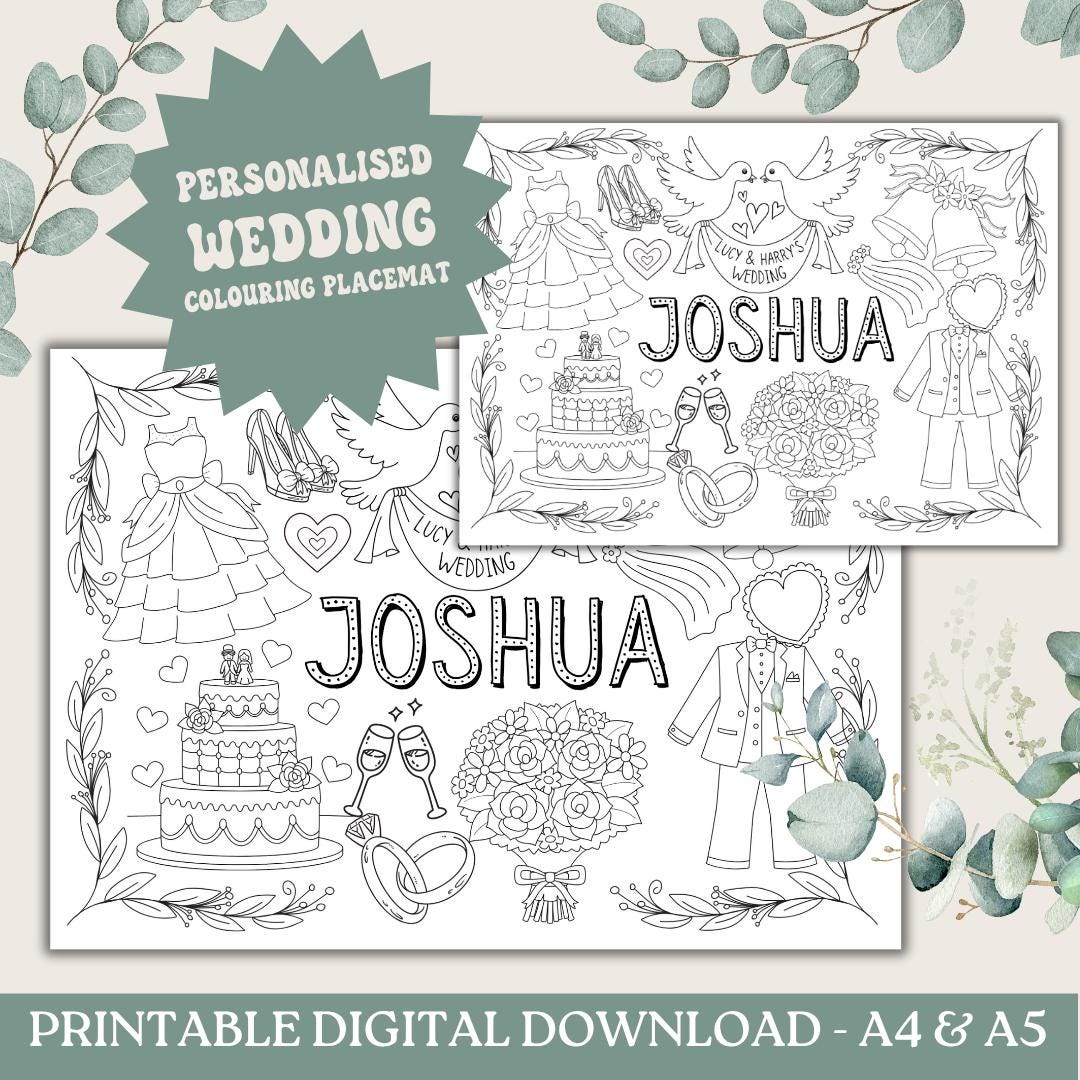 Personalized Wedding Coloring Placemat | Kids Activity (digital ...