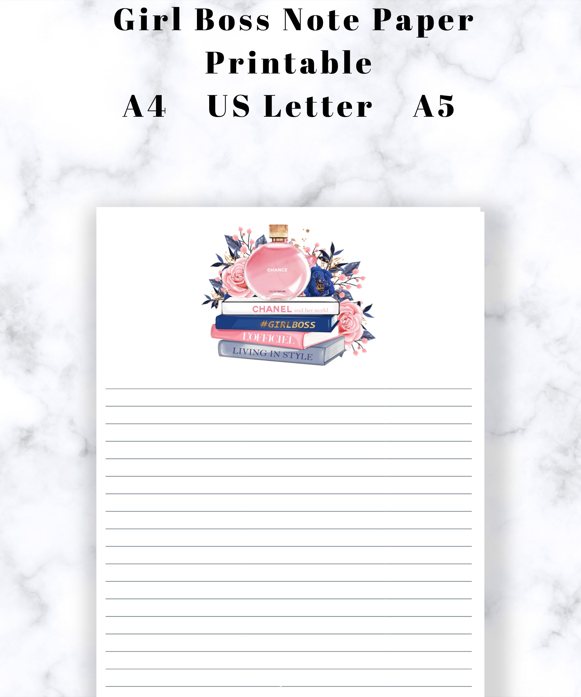 Girl Boss Printable Stationery Paper / Printable Note Paper / Instant ...