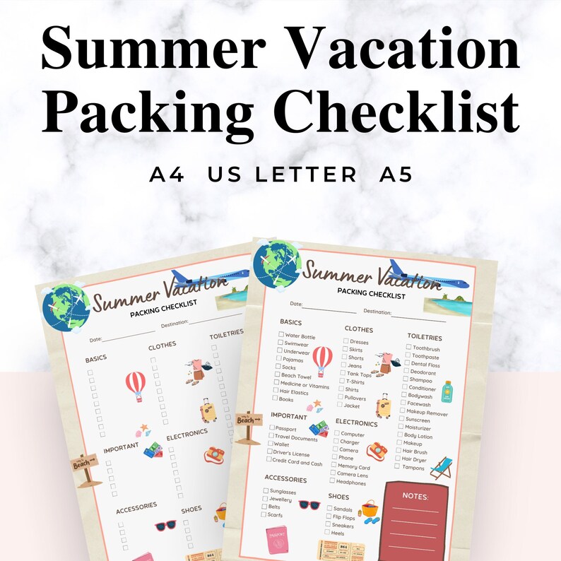 Printable Travel Packing Checklist, Ultimate Packing Checklist, Summer ...