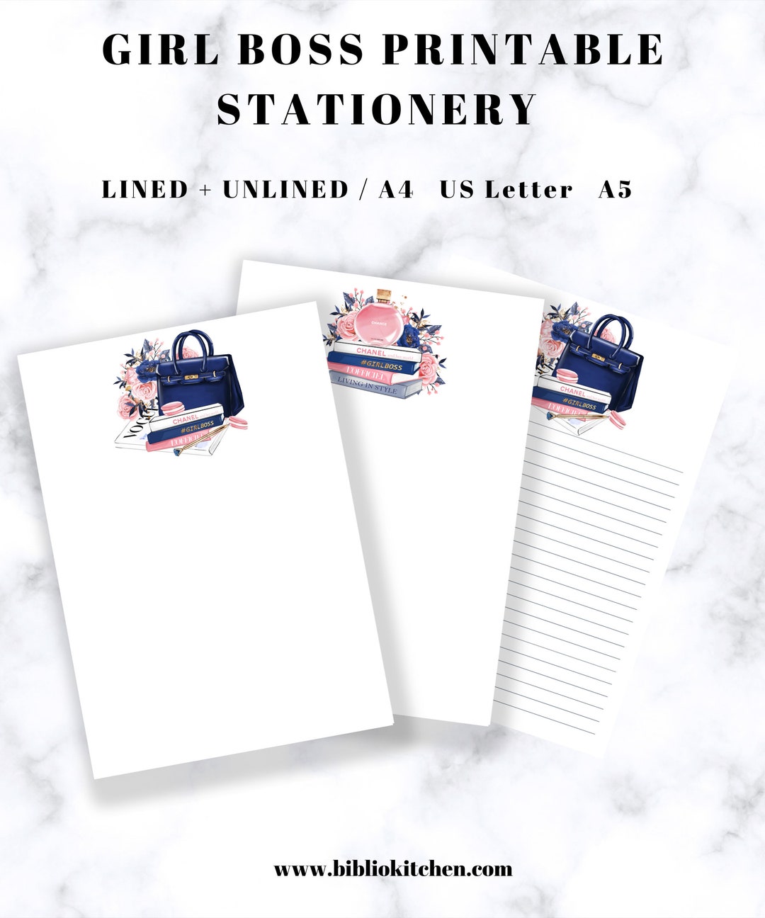 Girl Boss Printable Stationery Paper / Printable Note Paper / Instant ...