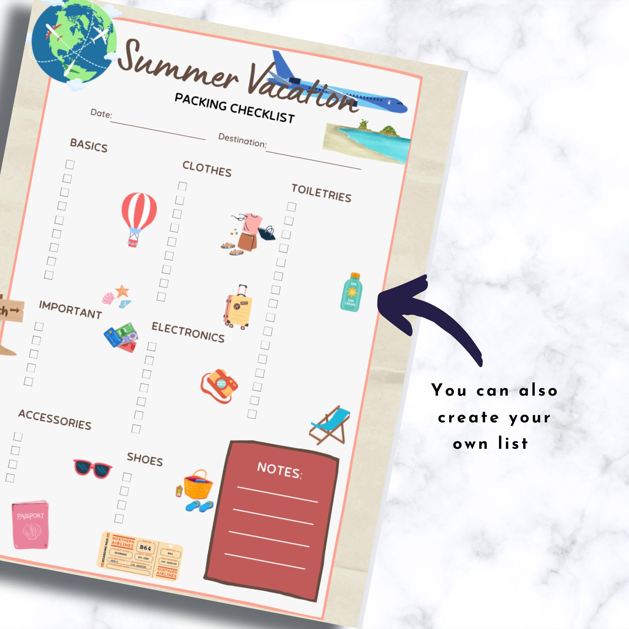Printable Travel Packing Checklist, Ultimate Packing Checklist, Summer ...