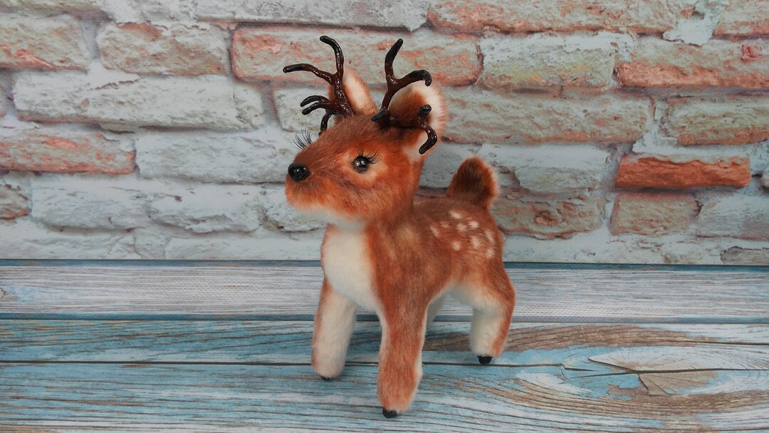 Realistic Baby Deer Stuffed Animal, Toys Deer Fur Real Baptism Gifts ...