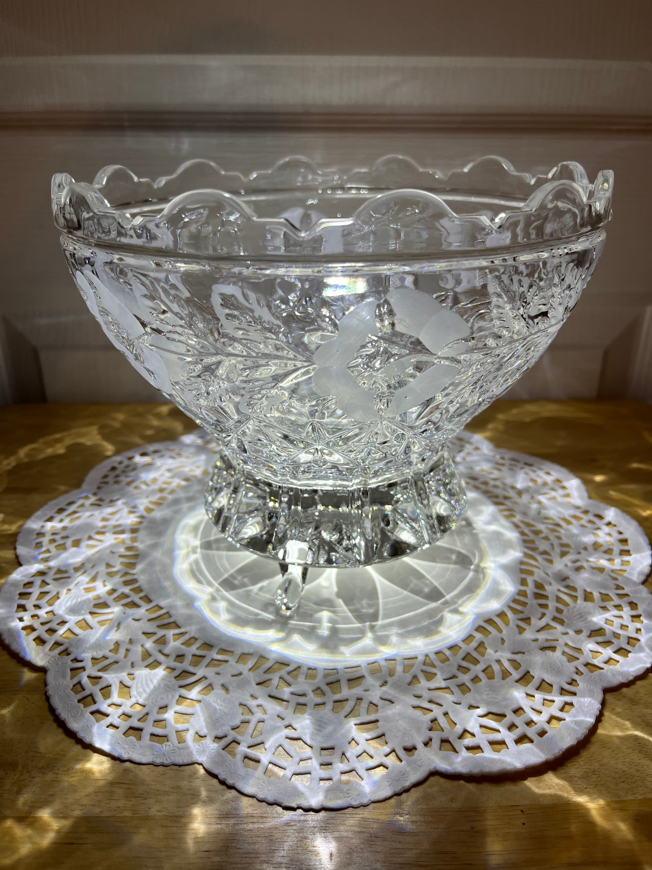 Lead Crystal Footed Fruit Bowl - Etsy