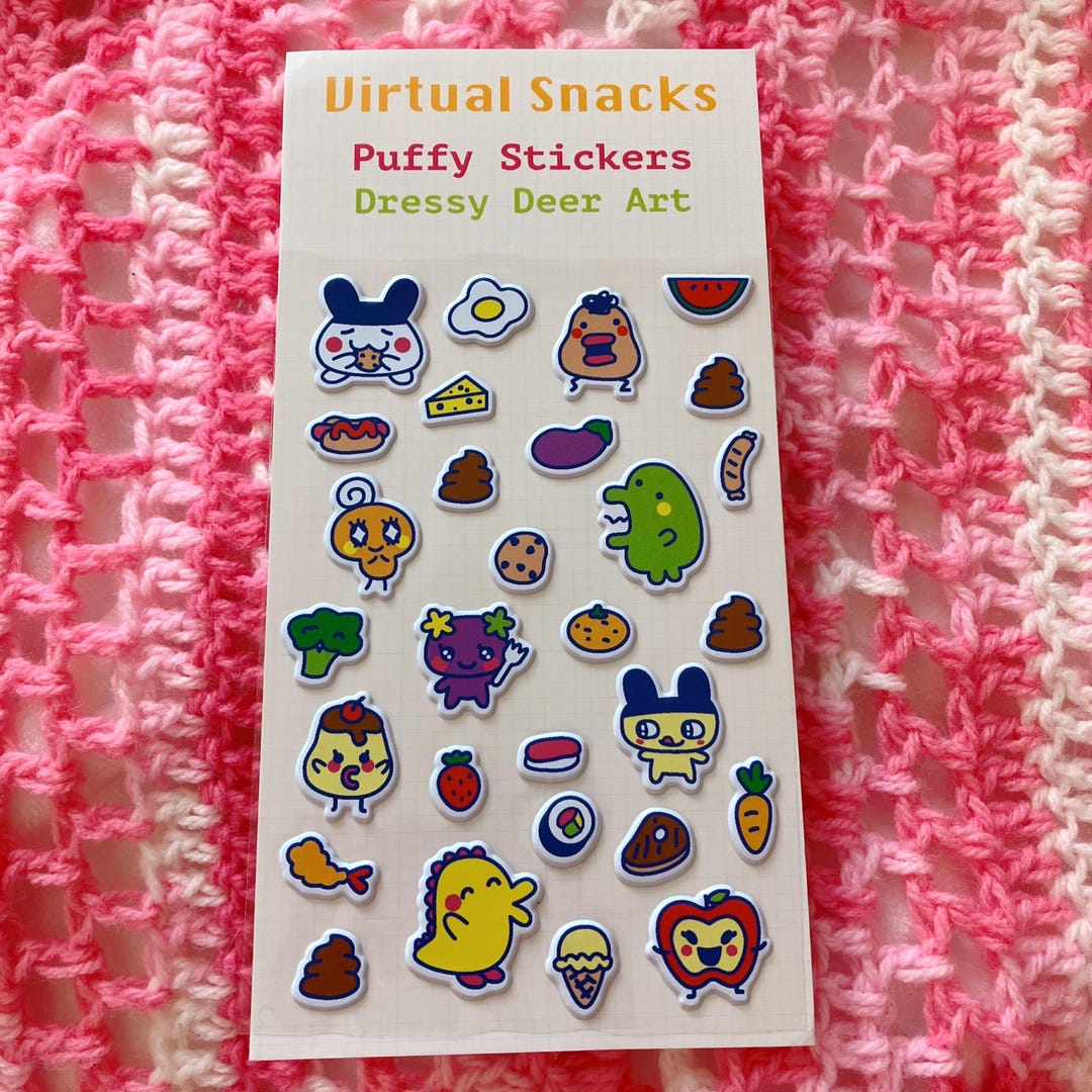 Virtual Snacks Puffy Sticker Sheet - Etsy
