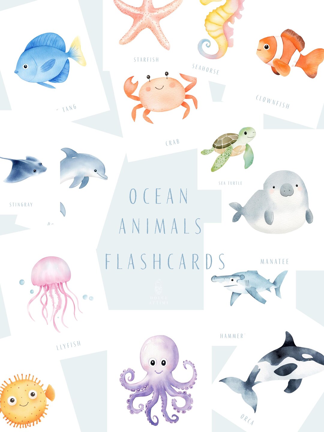 Ocean Animals Flashcards - Educational Printable Cards for Kids ...