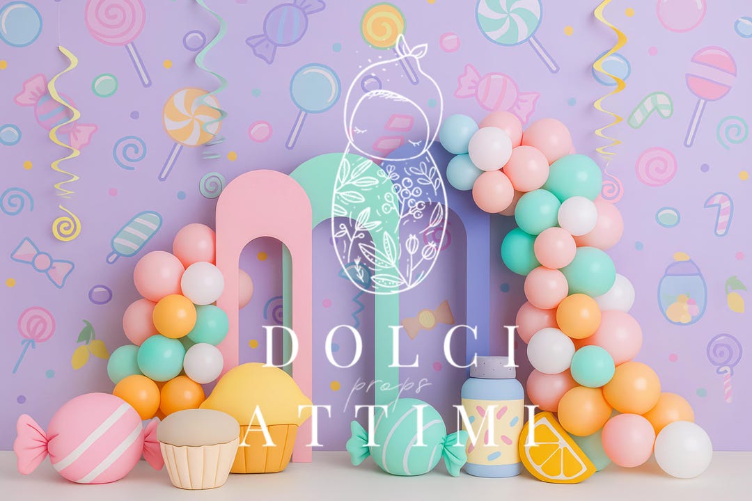 Candyland Digital Cake Smash Backdrop – Sweet Shop Birthday Background ...