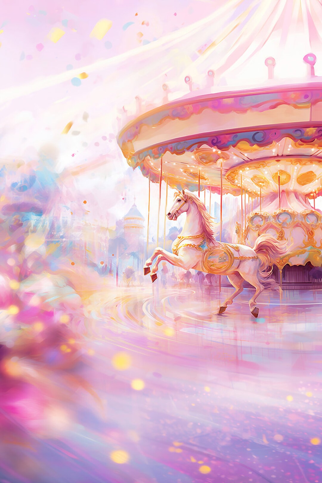 Whimsical Carousel Dreams Hand Painted Horse Backdrop for Carousel - Etsy