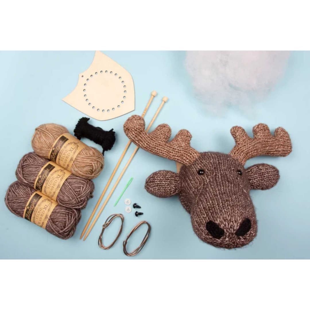 Sincerely Louise Mini Moose Head Knitting Kit - Etsy