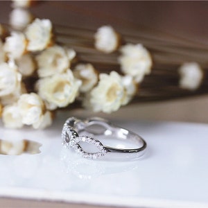 Natural Diamond Wedding Band, Unique Loop Design Half Eternity Diamond ...