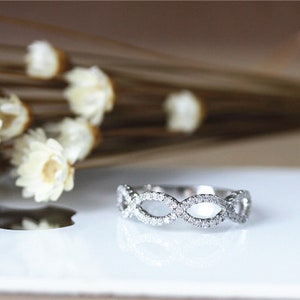 Natural Diamond Wedding Band, Unique Loop Design Half Eternity Diamond ...