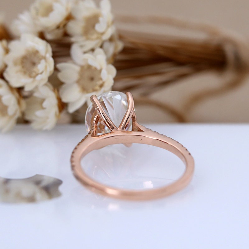 18K Rose Gold Wedding RingCharles And Colvard Forever Classic | Etsy