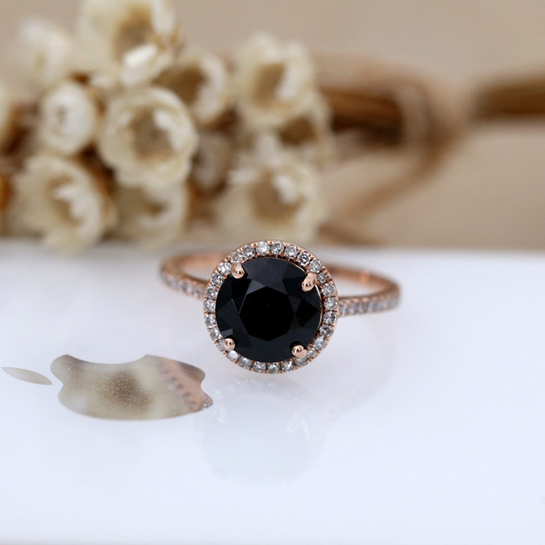 8mm Round Cut Spinel Engagement Ring Diamond Halo Wedding - Etsy